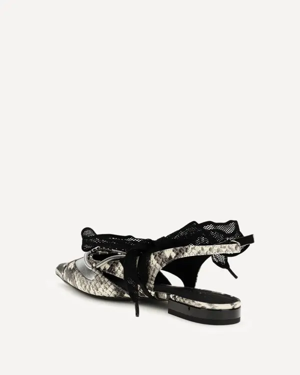 Pinko Python-print Gianira Ballerinas With Buckle And Bow Detailing