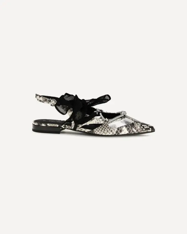 Pinko Python-print Gianira Ballerinas With Buckle And Bow Detailing