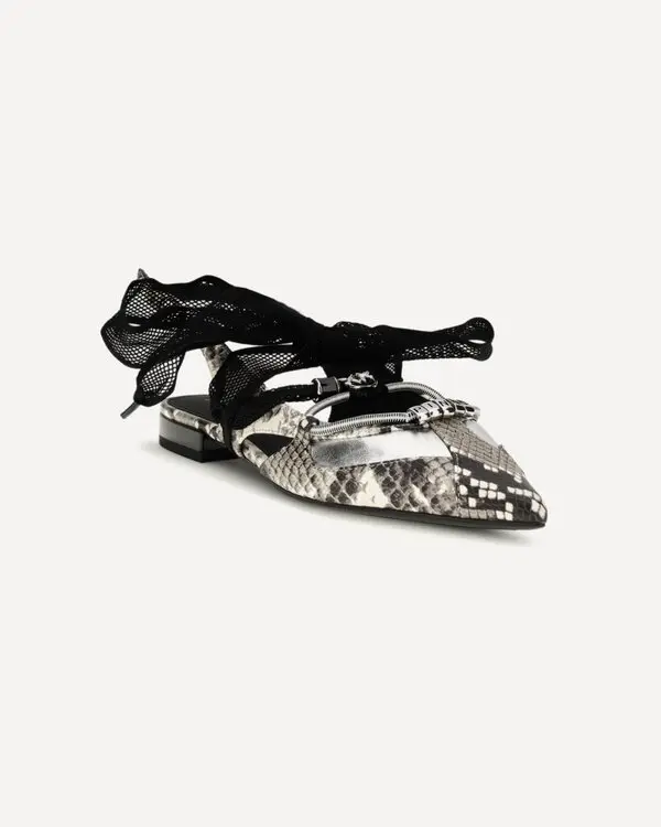 Pinko Python-print Gianira Ballerinas With Buckle And Bow Detailing