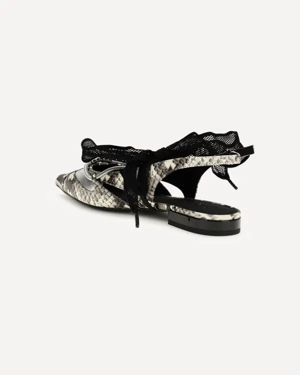Pinko Python-print Gianira Ballerinas With Buckle And Bow Detailing