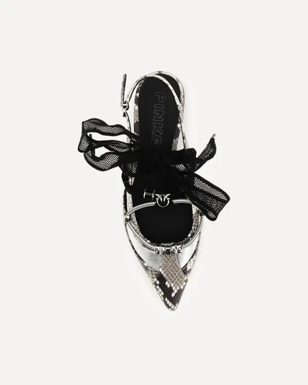 Pinko Python-print Gianira Ballerinas With Buckle And Bow Detailing