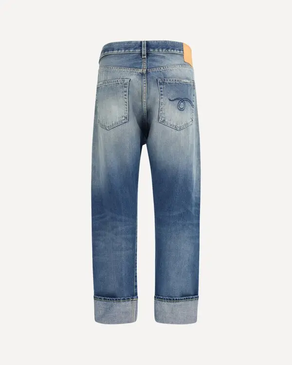 R13 Asymmetrical Button Straight-leg Jeans - Blue