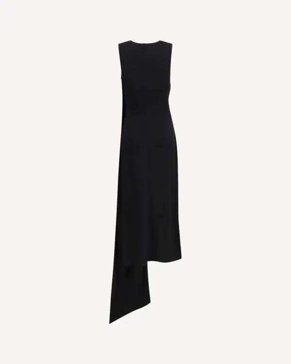 Ami Long Jersey Dress With Lavallière Collar