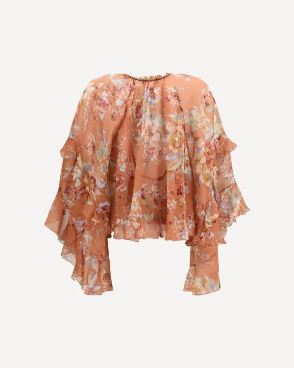Zimmermann Floral Print Ruffled Blouse