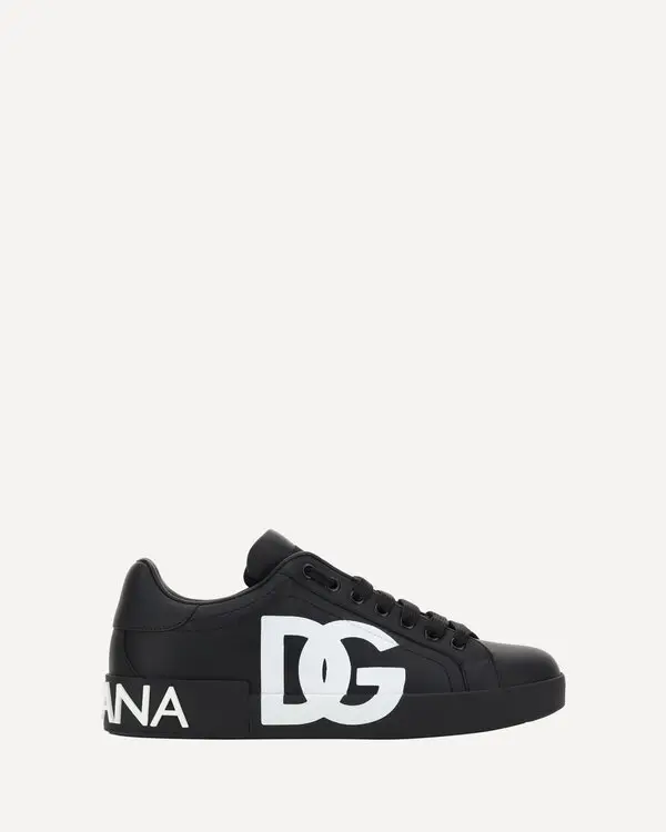 Dolce & Gabbana Leather Low Top Sneakers - Black