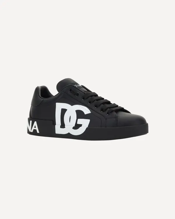 Dolce & Gabbana Leather Low Top Sneakers - Black