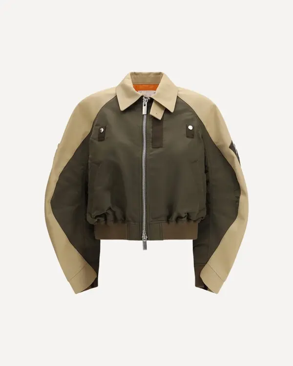 Sacai Cotton And Nylon Bomber Jacket - Green