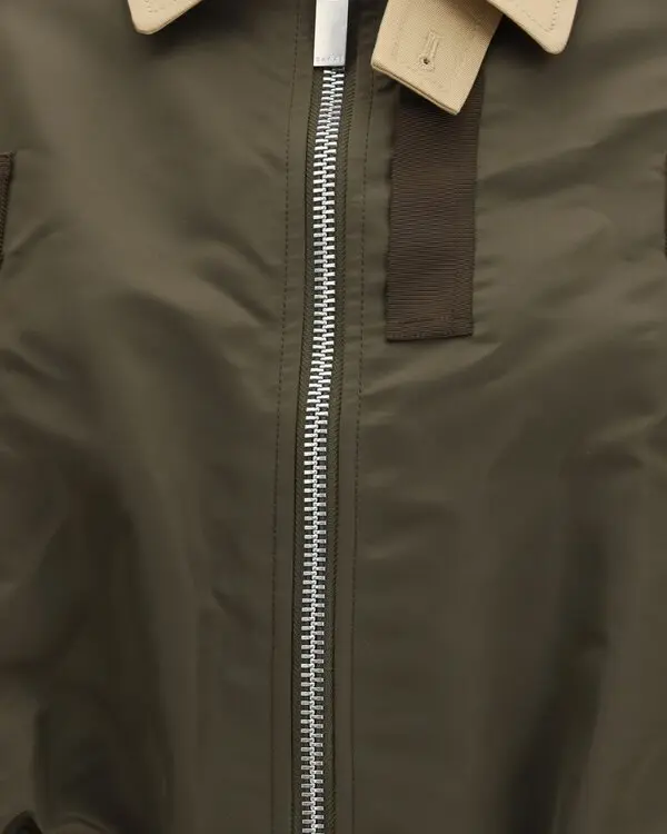 Sacai Cotton And Nylon Bomber Jacket - Green