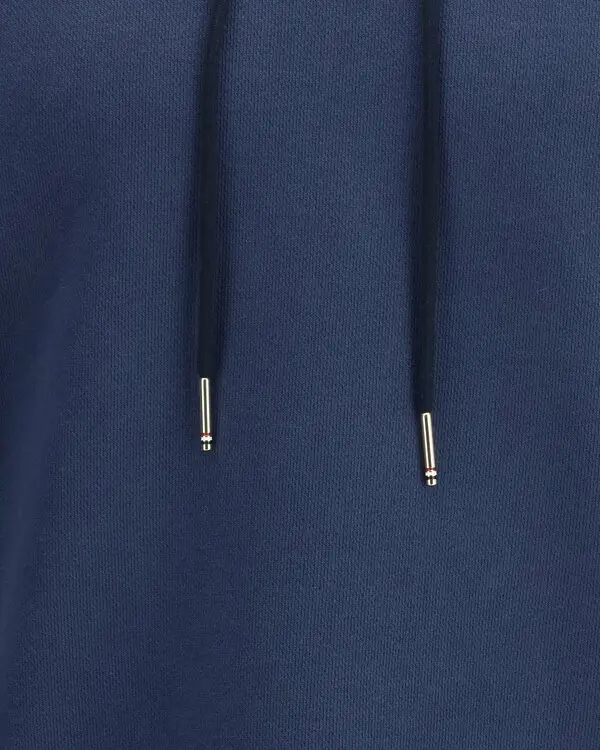 Thom Browne Cotton Hoodie With Signature Stripes - Blue