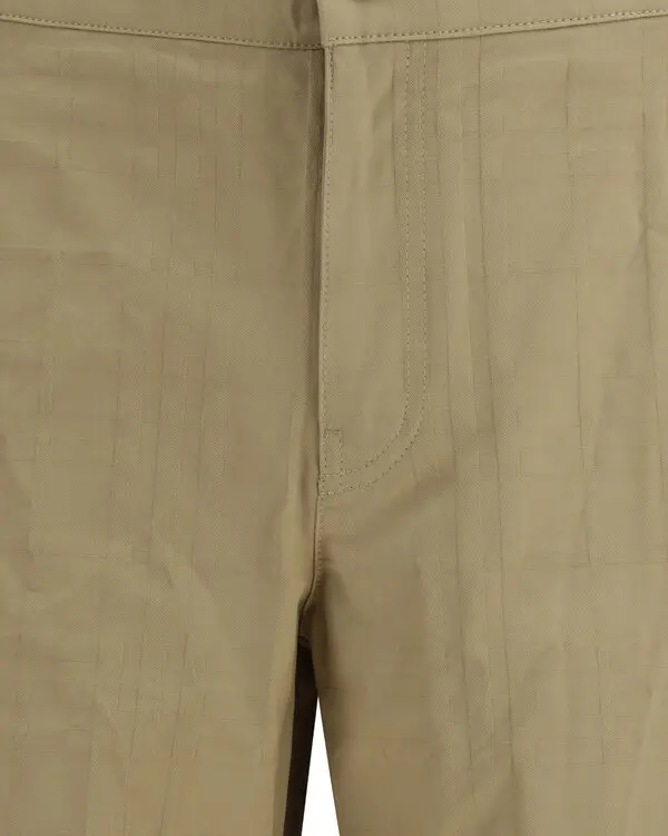 Burberry Textured Check Cotton Straight Leg Pants