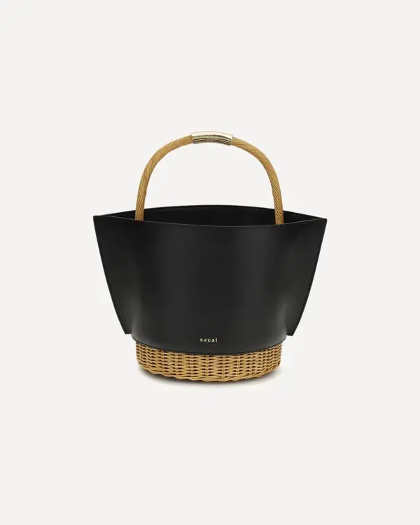 Sacai Leather And Woven Handbag