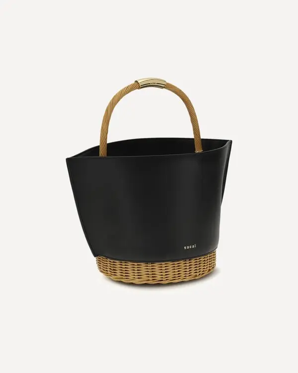 Sacai Leather And Woven Handbag