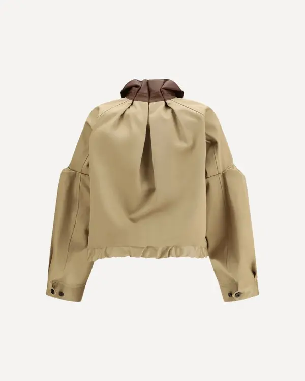 Sacai Cotton Jacket With Leather Accents - Beige