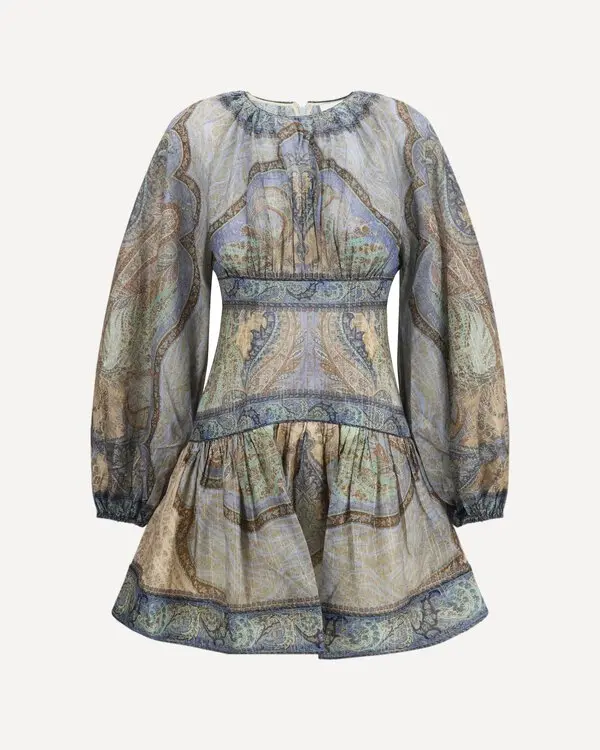 Zimmermann Wanderlust Mini Dress Paisley Print Silk Blend - Multicolour