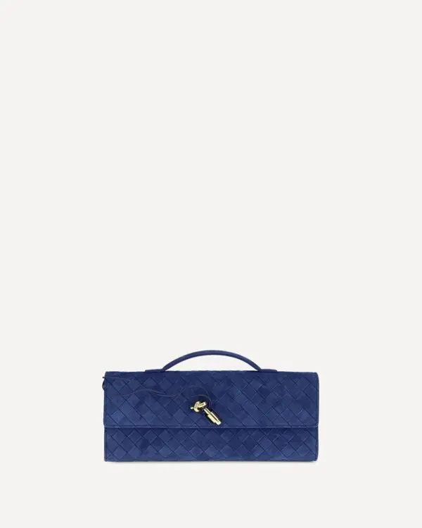 Bottega Veneta Andiamo Clutch With Knot Closure - Blue