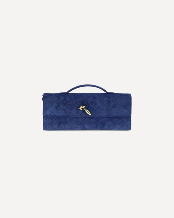 Bottega Veneta Andiamo Clutch With Knot Closure - Blue