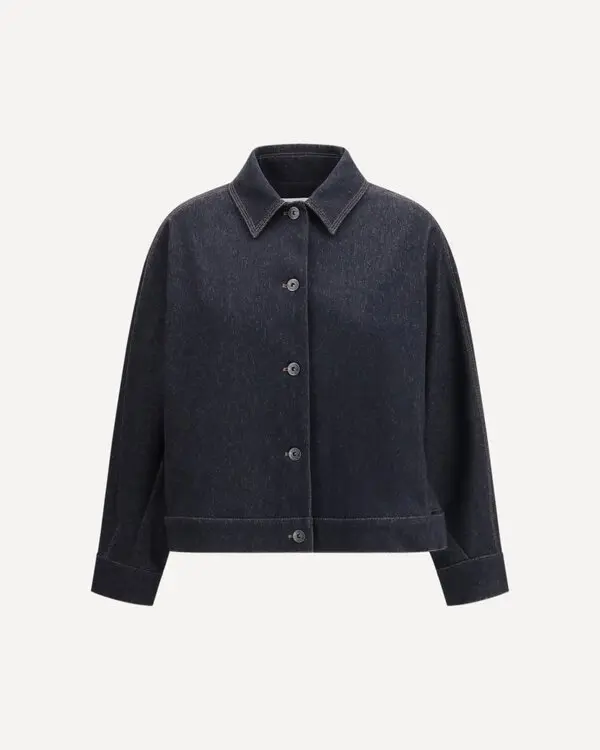 Max Mara Denim Print Jersey Jacket - Blue