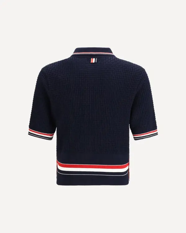 Thom Browne Woven Cotton Polo - Blue