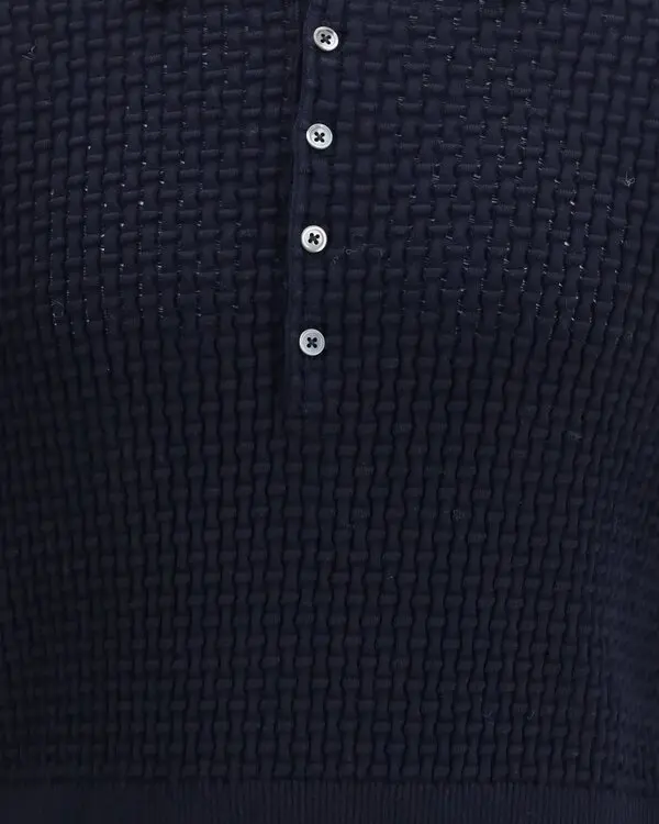Thom Browne Woven Cotton Polo - Blue