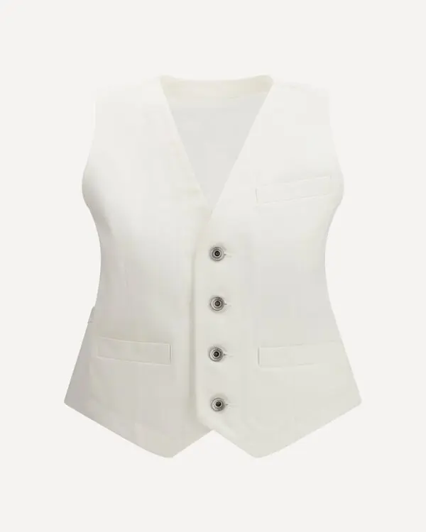 Sacai Denim Vest With Chiffon Back - White
