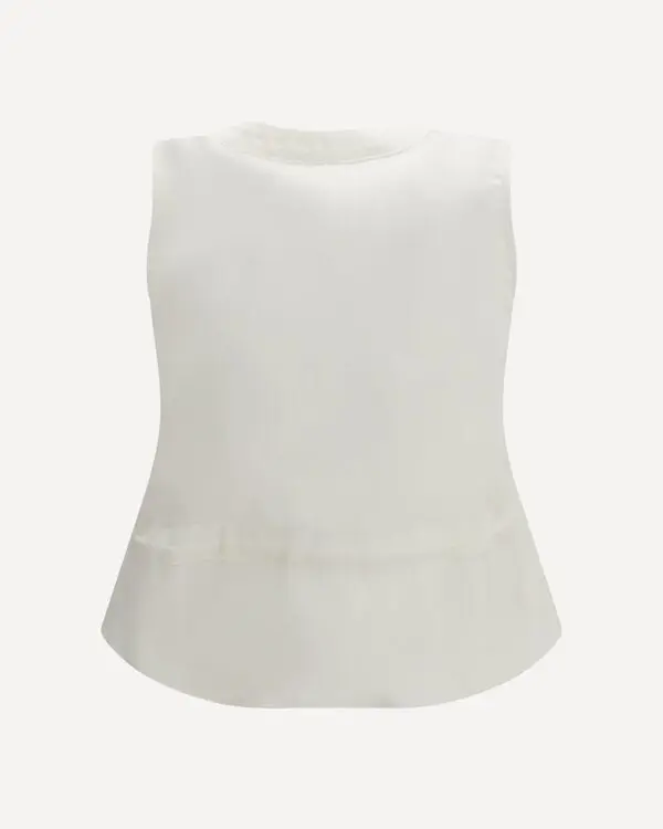 Sacai Denim Vest With Chiffon Back - White