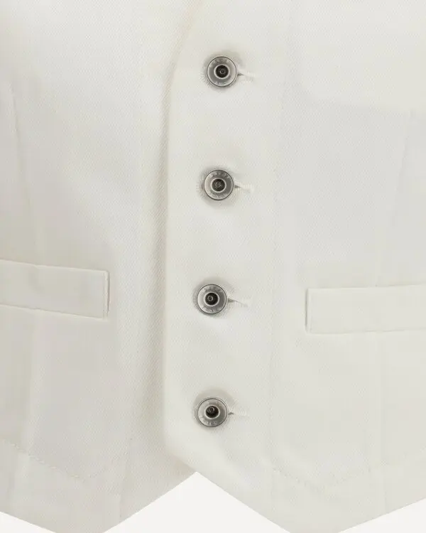 Sacai Denim Vest With Chiffon Back - White