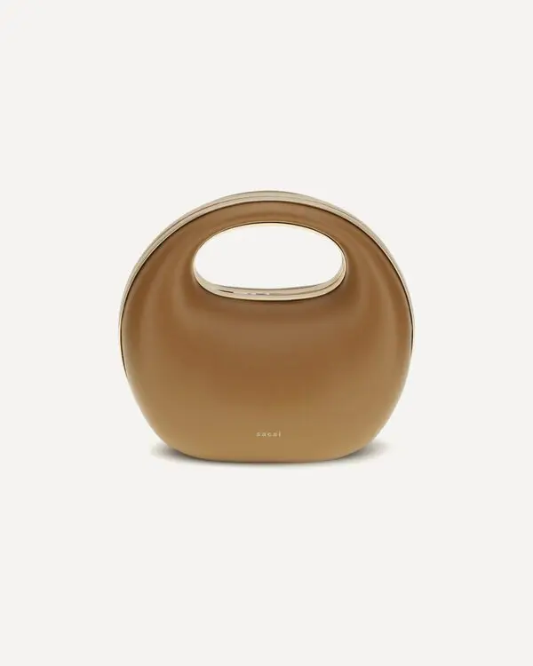Sacai Rigid Handbag With Hoop Handle - Brown