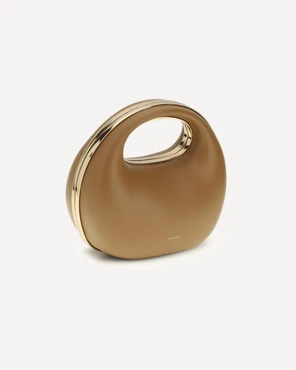Sacai Rigid Handbag With Hoop Handle - Brown
