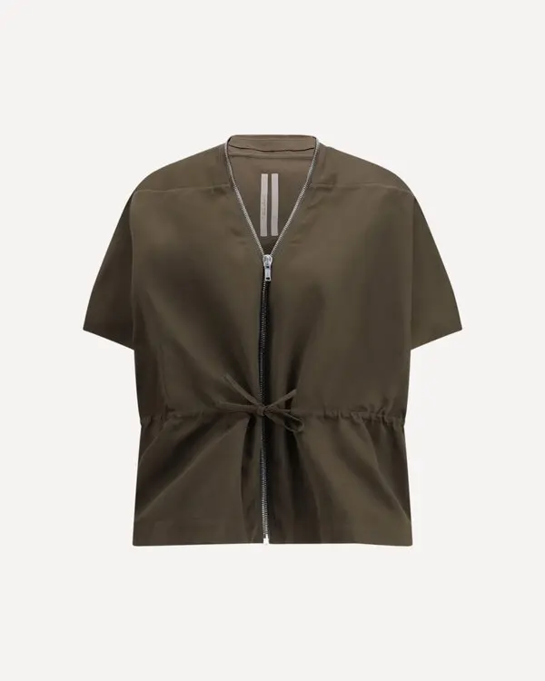 Rick Owens Zip-up Satin Jacket With Drawstring Waist
