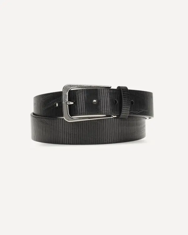 Brunello Cucinelli Carved Leather Belt With Shimmering Buckle - Black