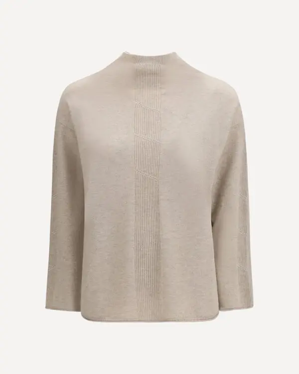 Max Mara Cashmere Turtleneck Sweater With Ribbed Details - Beige