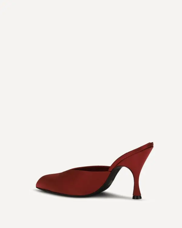 HERBERT LEVINE Suede Embellished Geometric Heel Mules - Red