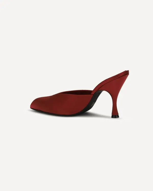 HERBERT LEVINE Suede Embellished Geometric Heel Mules - Red