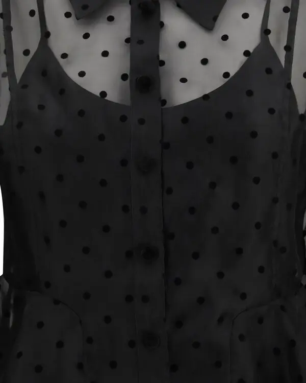 GANNI Polka Dot Sheer Organza Peplum Shirt