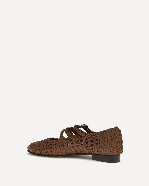 CAREL Woven Leather Mary Jane Ballerinas With Buckle Closure