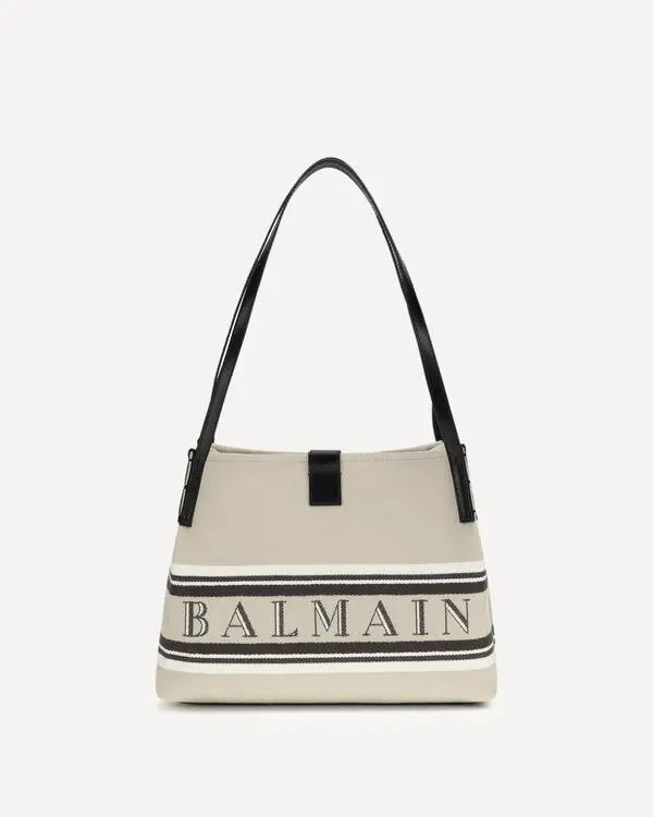 Balmain Canvas Shoulder Bag - Cream
