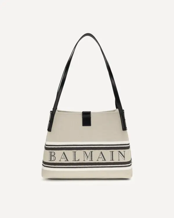 Balmain Canvas Shoulder Bag - Cream