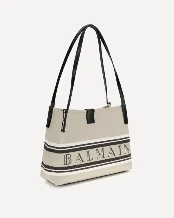 Balmain Canvas Shoulder Bag - Cream