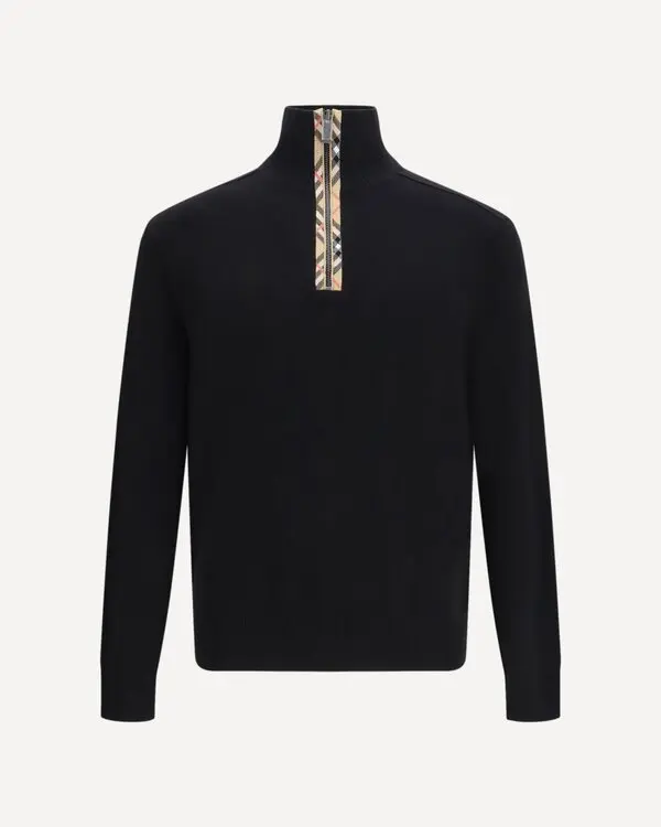 Burberry Wool Knit Pullover With Check Detailing