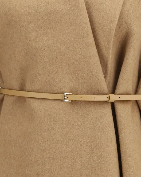 Max Mara Camel Pure Camel Wool Wrap Coat With Fringed Hem