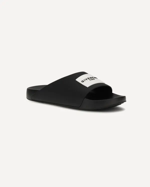 Givenchy Rubber Logo Slide Mules - Black