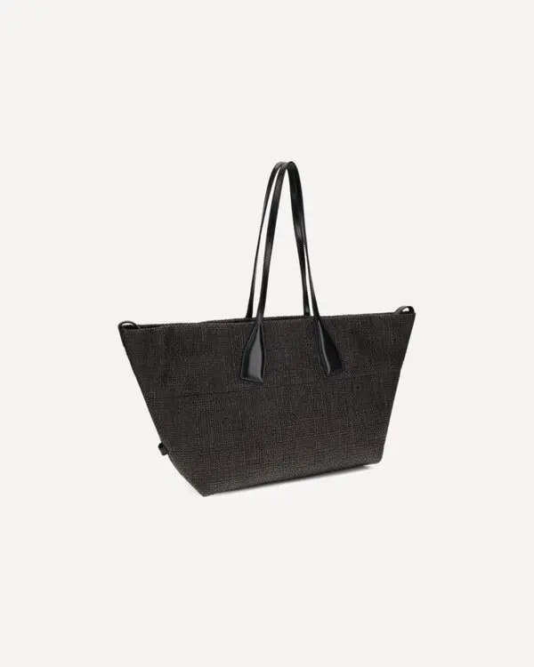 Balmain Track Shoulder Bag In Leather And Raffia