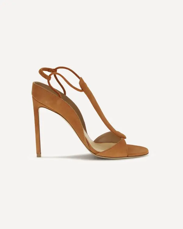 FRANCESCO RUSSO Suede Stiletto Heeled Sandals - Orange