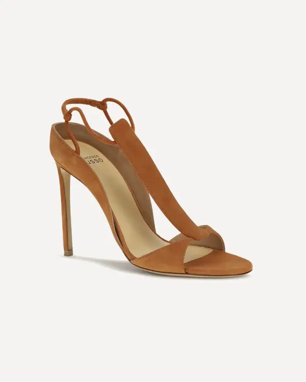 FRANCESCO RUSSO Suede Stiletto Heeled Sandals - Orange