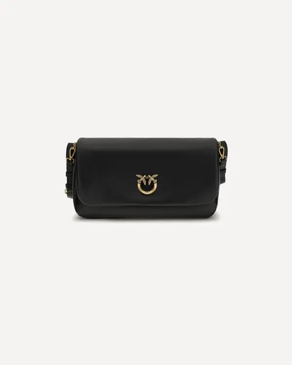Pinko Baguette Soft Shoulder Bag With Logo Detail - Black