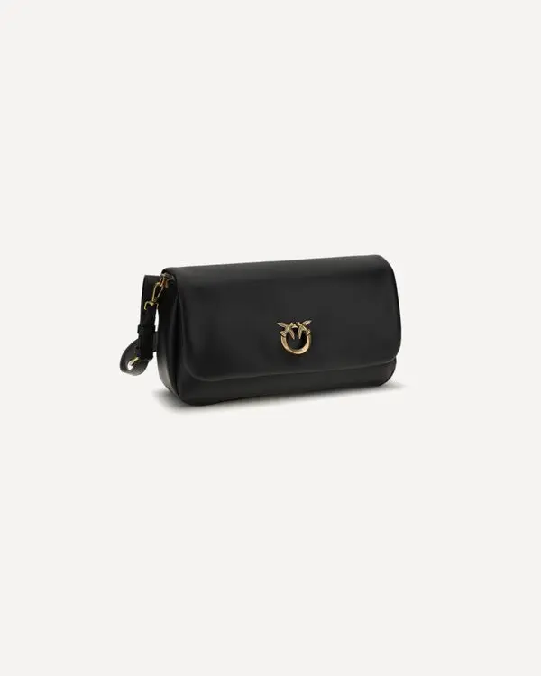 Pinko Baguette Soft Shoulder Bag With Logo Detail - Black