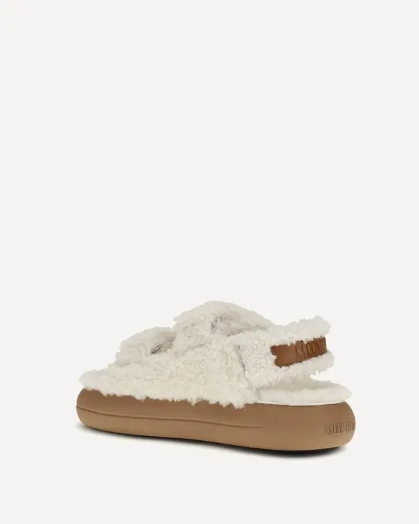 Moon Boot Shearling Fur-lined Slip-on Sandals - White