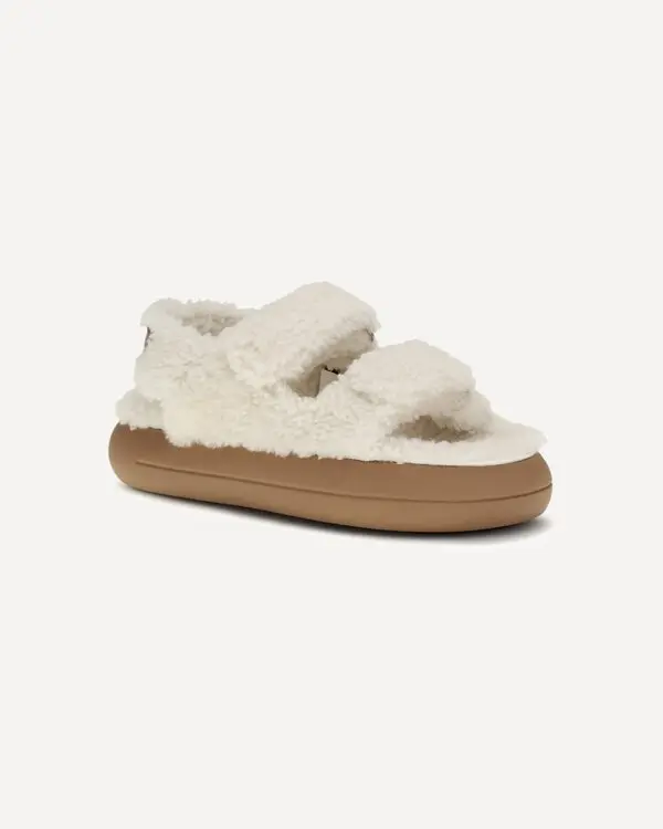 Moon Boot Shearling Fur-lined Slip-on Sandals - White