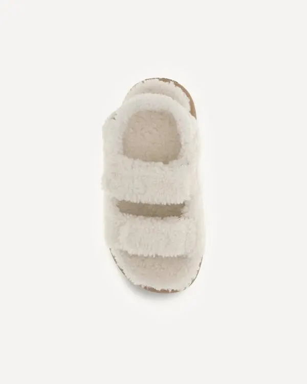 Moon Boot Shearling Fur-lined Slip-on Sandals - White