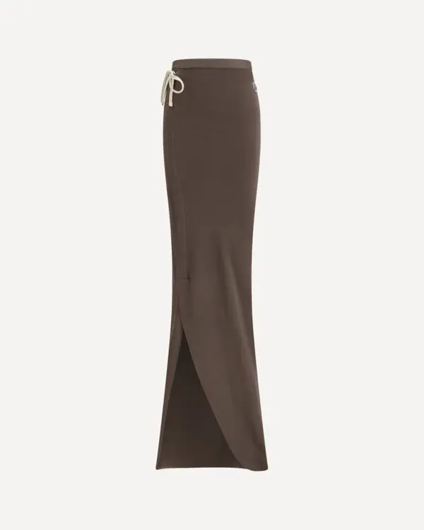 MONCLER + RICK OWENS Long Skirt With Drawstring And Slit - Brown